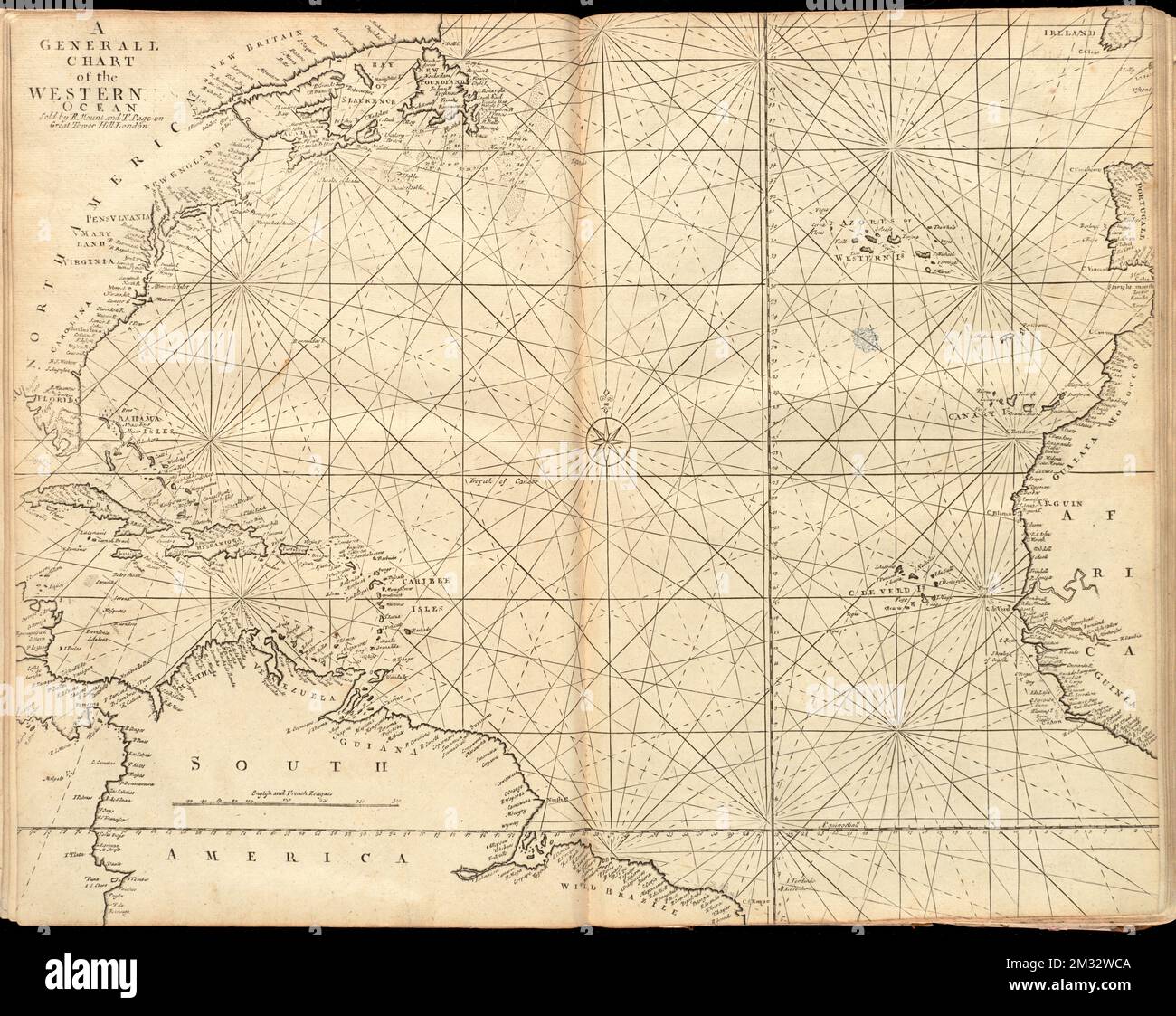 A generall chart of the western ocean , Nautical charts, Atlantic Ocean ...
