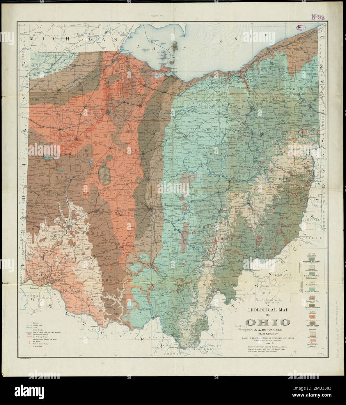 A geological map of Ohio , Geology, Ohio, Maps, Ohio, Maps Norman B ...