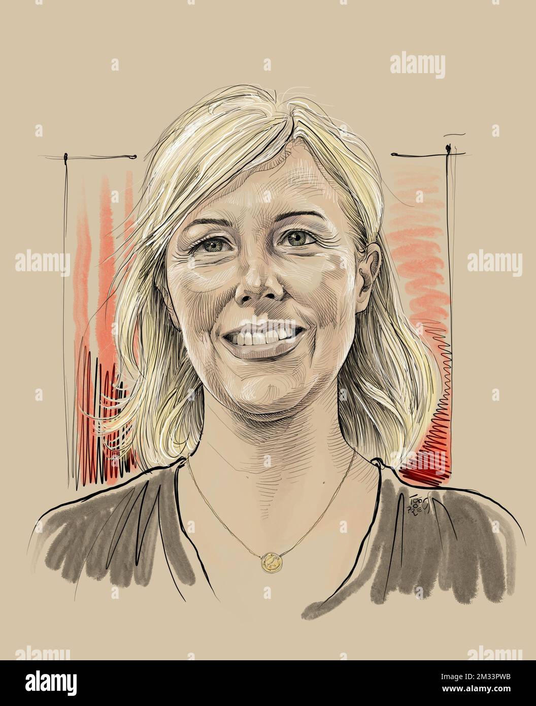 Diese Zeichnung von Igor Preys zeigt Verteidigungsminister Ludivine ...