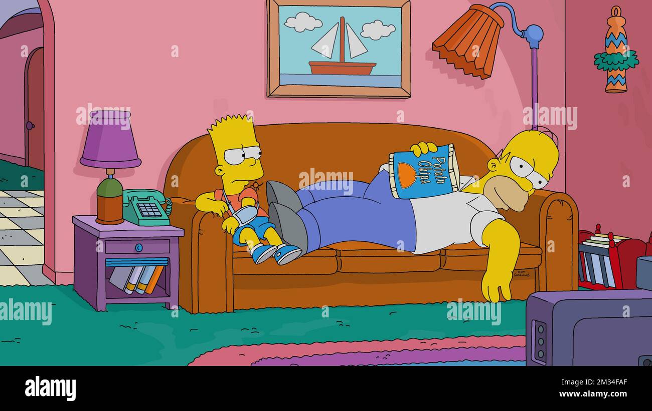 THE SIMPSONS, von links: Bart Simpson (Stimme: Nancy Cartwright), Homer ...