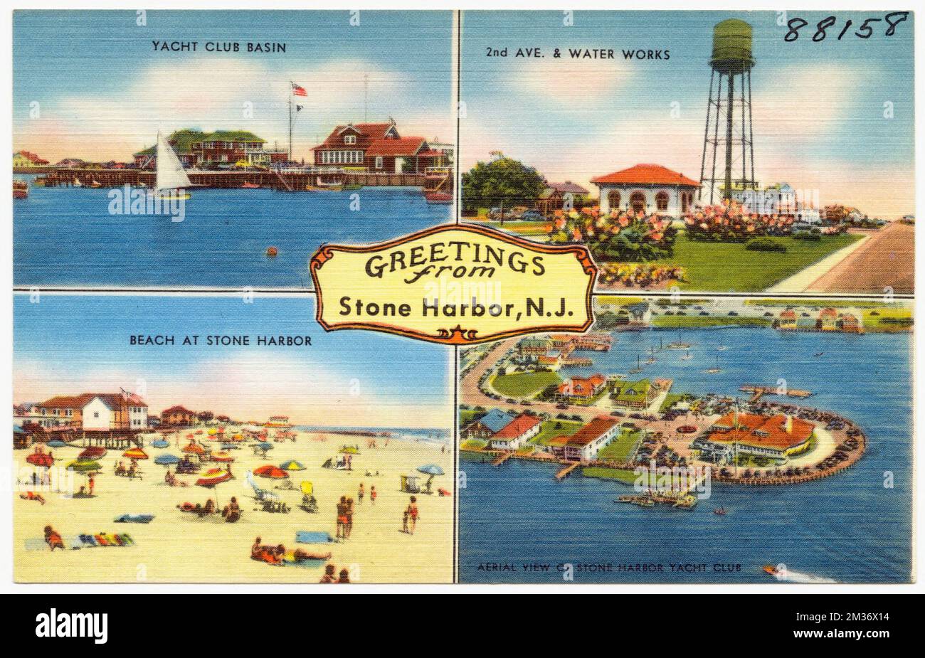 Grüße von Stone Harbor, N. J. -- Yacht Club Basin, 2. Ave. & Water ...