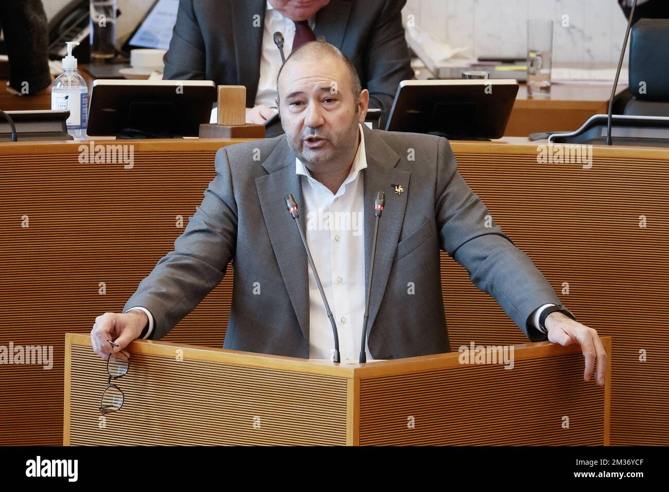 Wallonischer Minister für lokale Behörden und Wohnungswesen Christophe Collignon, Bild auf einer ...