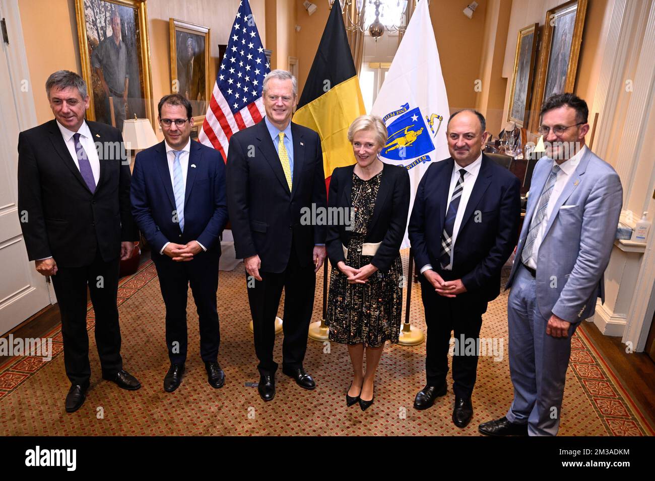 Der flämische Ministerpräsident Jan Jambon, der Bundesminister David Clarinval, der Gouverneur ...