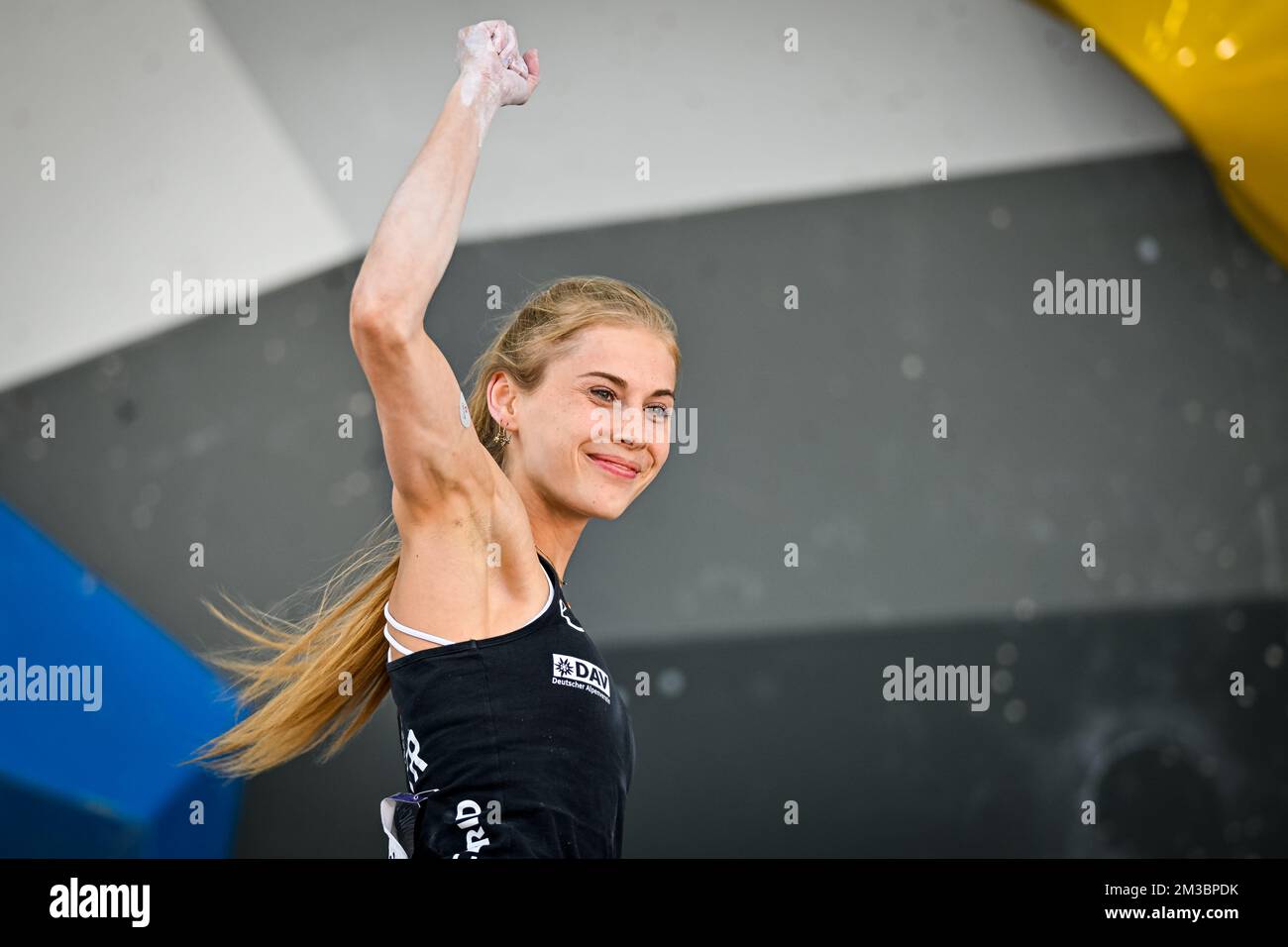 Die Deutsche Hannah Meul feiert am Sonntag, den 14. August 2022, im ...