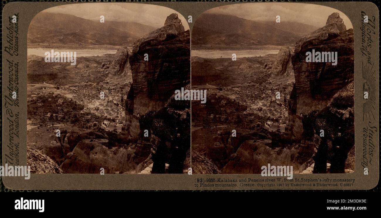 Kalabaka und Peneios River W. von St. Stephen's hohes Kloster zu Pindos ...