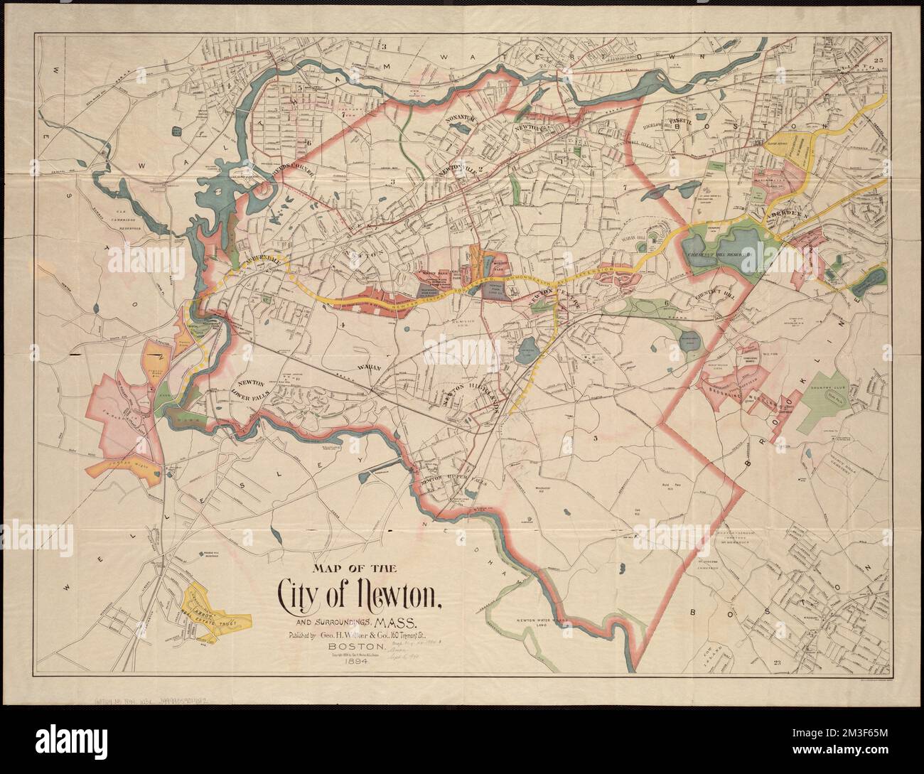 Karte der Stadt Newton und Umgebung, Mass, Newton Mass., Maps Norman B ...