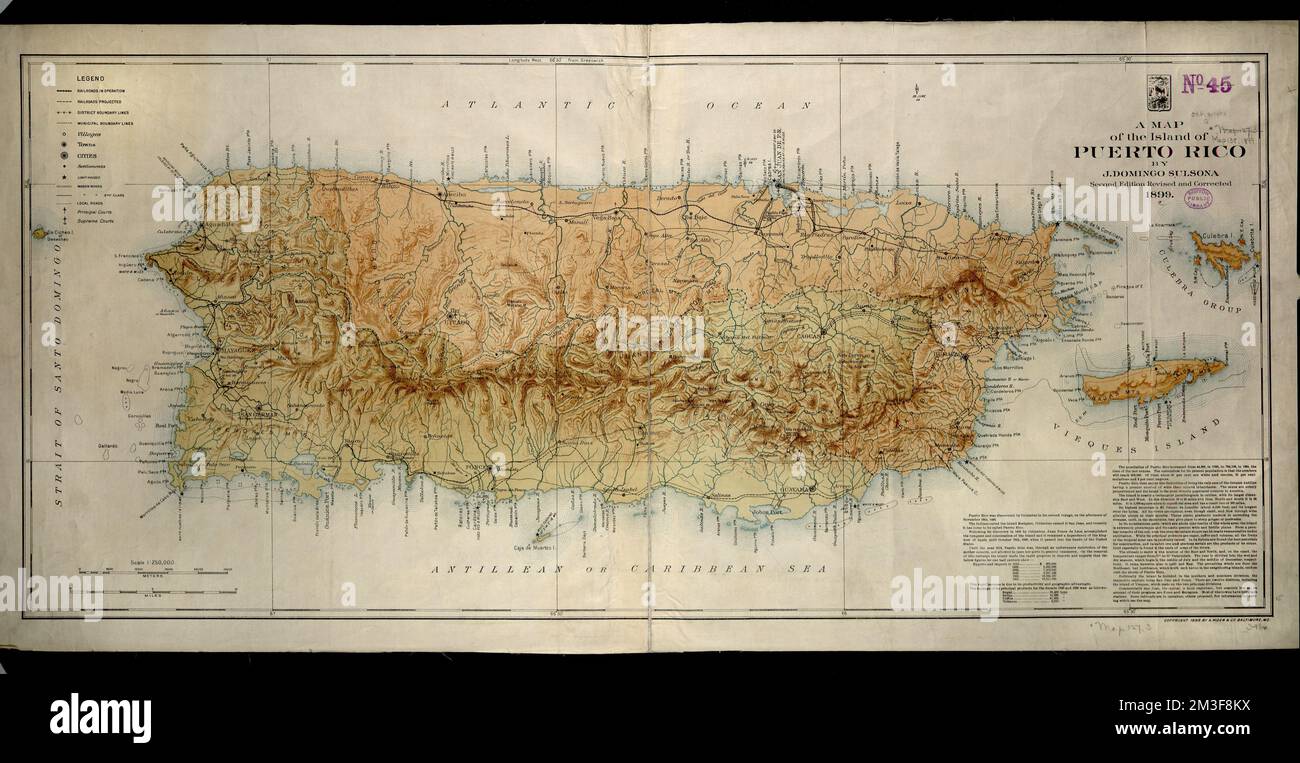 Eine Karte der Insel Puerto Rico, Puerto Rico, Maps Norman B. Leventhal ...