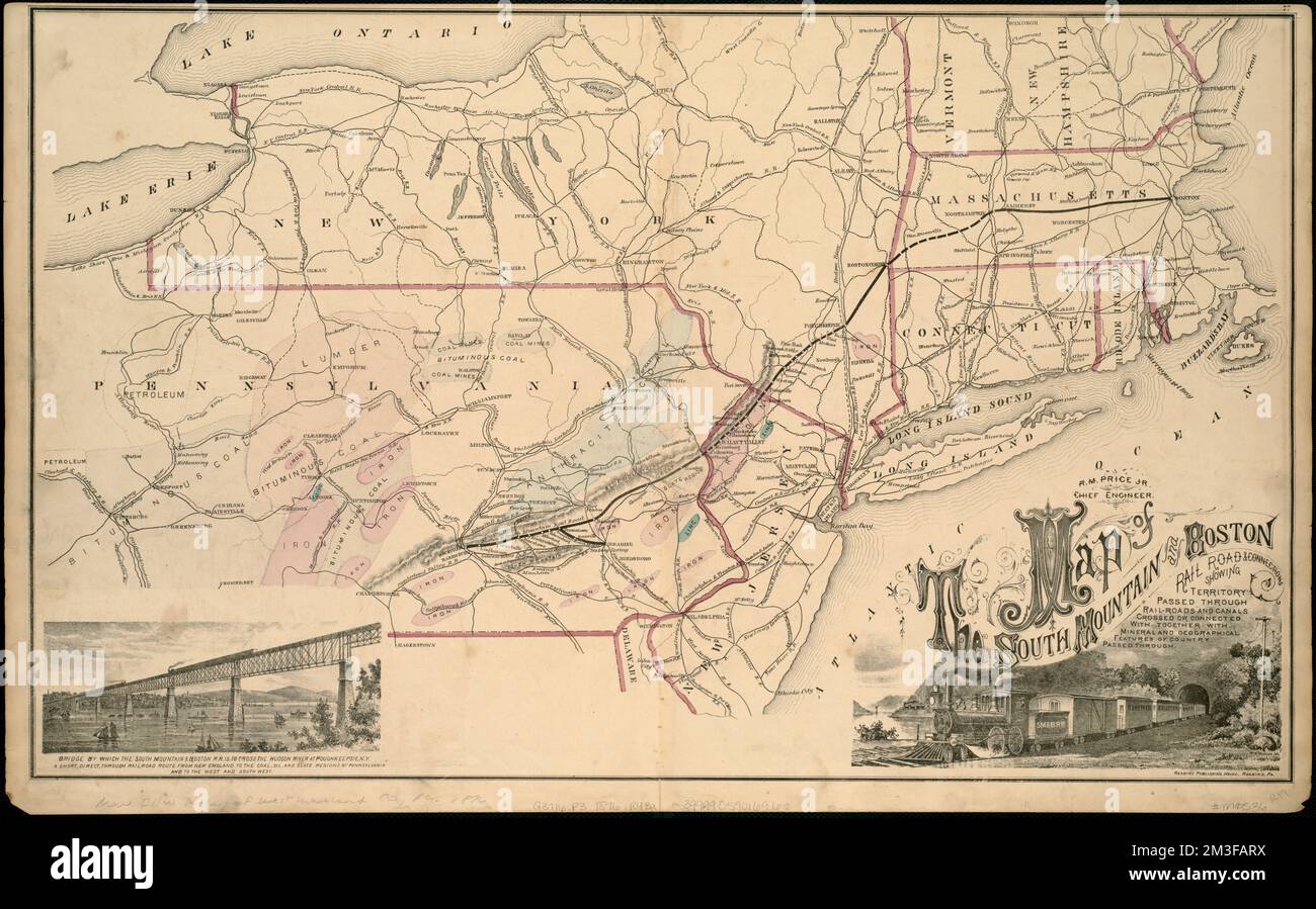 Karte der South Mountain und Boston Railroad & Connections, die das ...