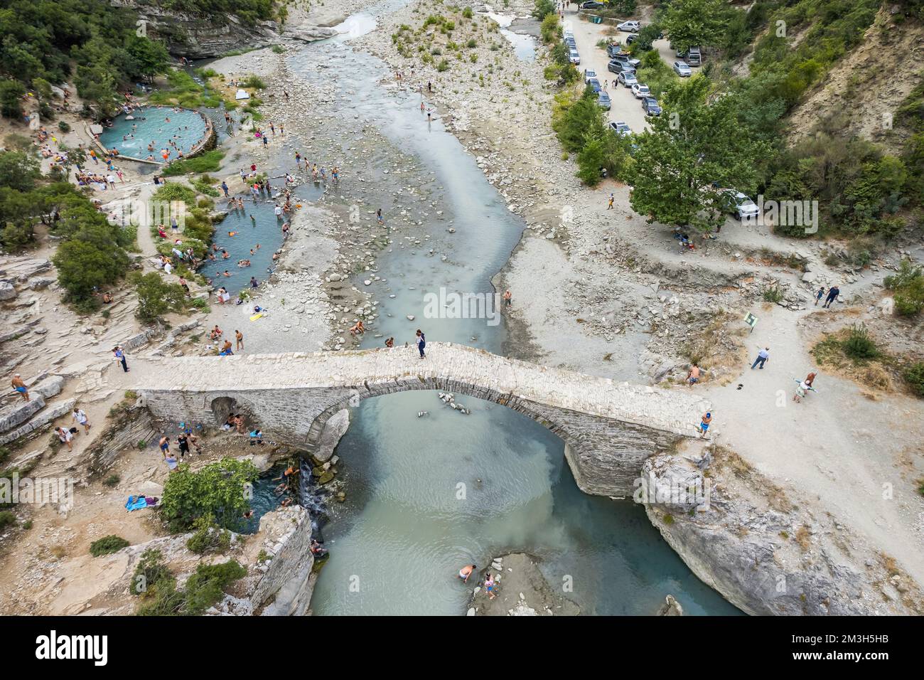 Thermalquellen im Canyon Langarica in Albanien, Europa, Sommer 2022 aus ...