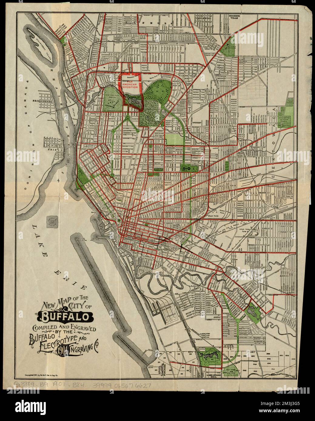 Neue Karte der Stadt Buffalo, Railroads, New York State, Buffalo ...