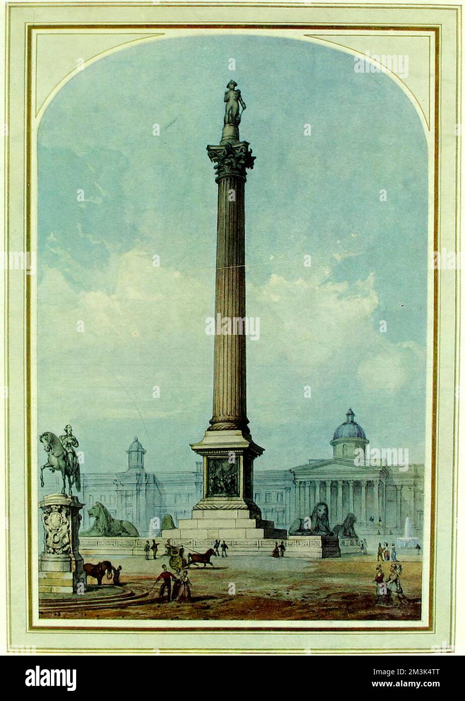 Die neu errichtete Nelson-Säule am Trafalgar Square in London. Es wurde ...