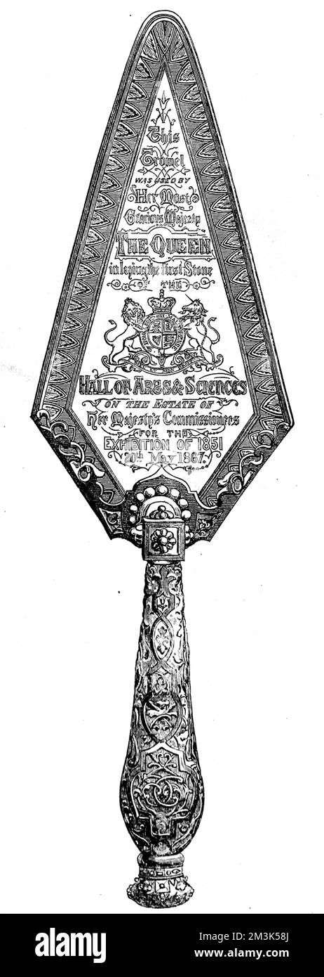 Die goldene Kelle, mit der Königin Victoria den ersten Stein der Royal ...