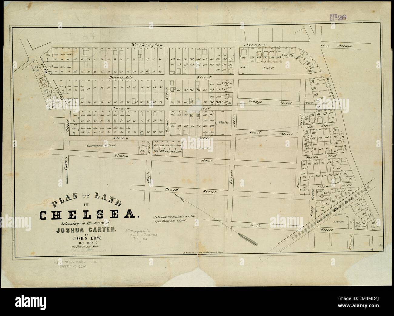 Grundstücksplan in Chelsea, der den Erben von Joshua Carter gehört ...
