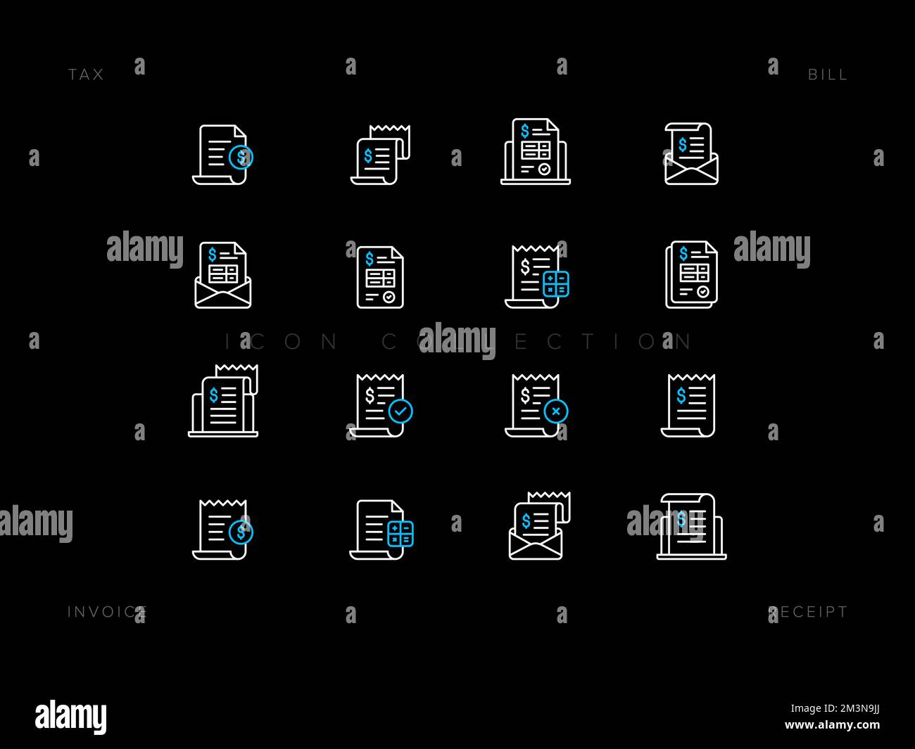 Sammlung von Symbolen für Steuer, Rechnung, Zahlung, Pauschale. Zahlung ...