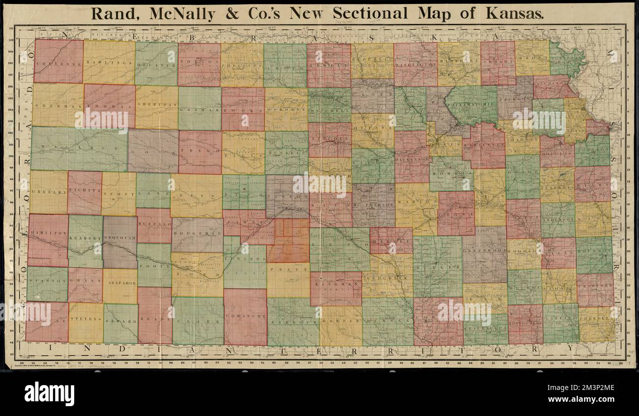 Rand, McNally & Co.'s neue Landkarte von Kansas, Kansas, Maps Norman B ...