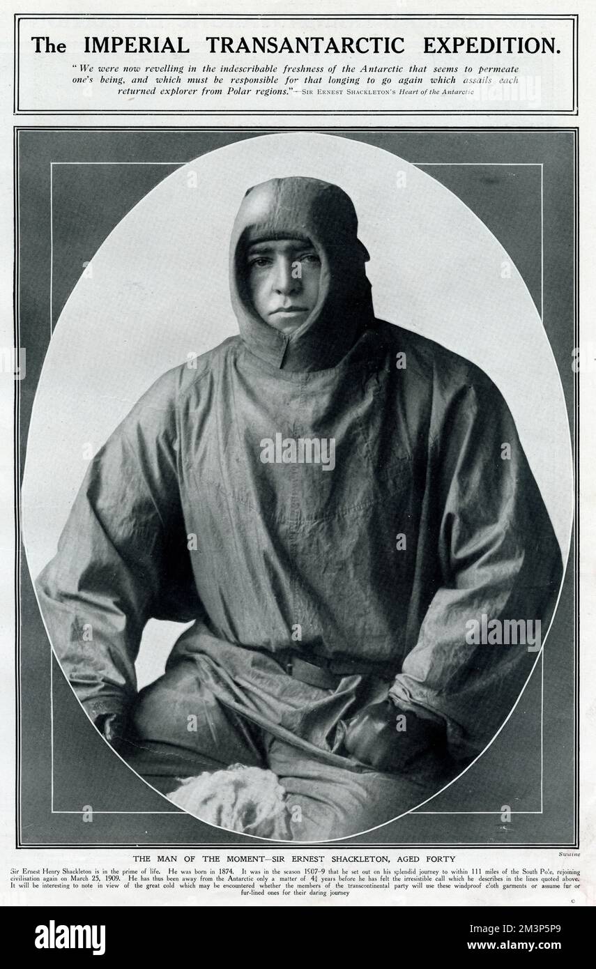 Sir Ernest Henry Shackleton (1874-1922), anglo-irischer Antarktis ...