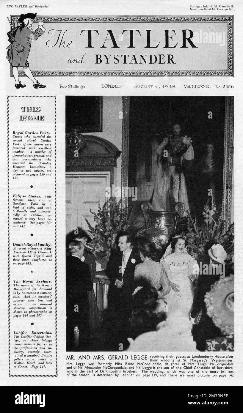 Titelseite des Tatlers, auf dem Mr. Und Mrs. Gerald Legge ihre Gäste im ...