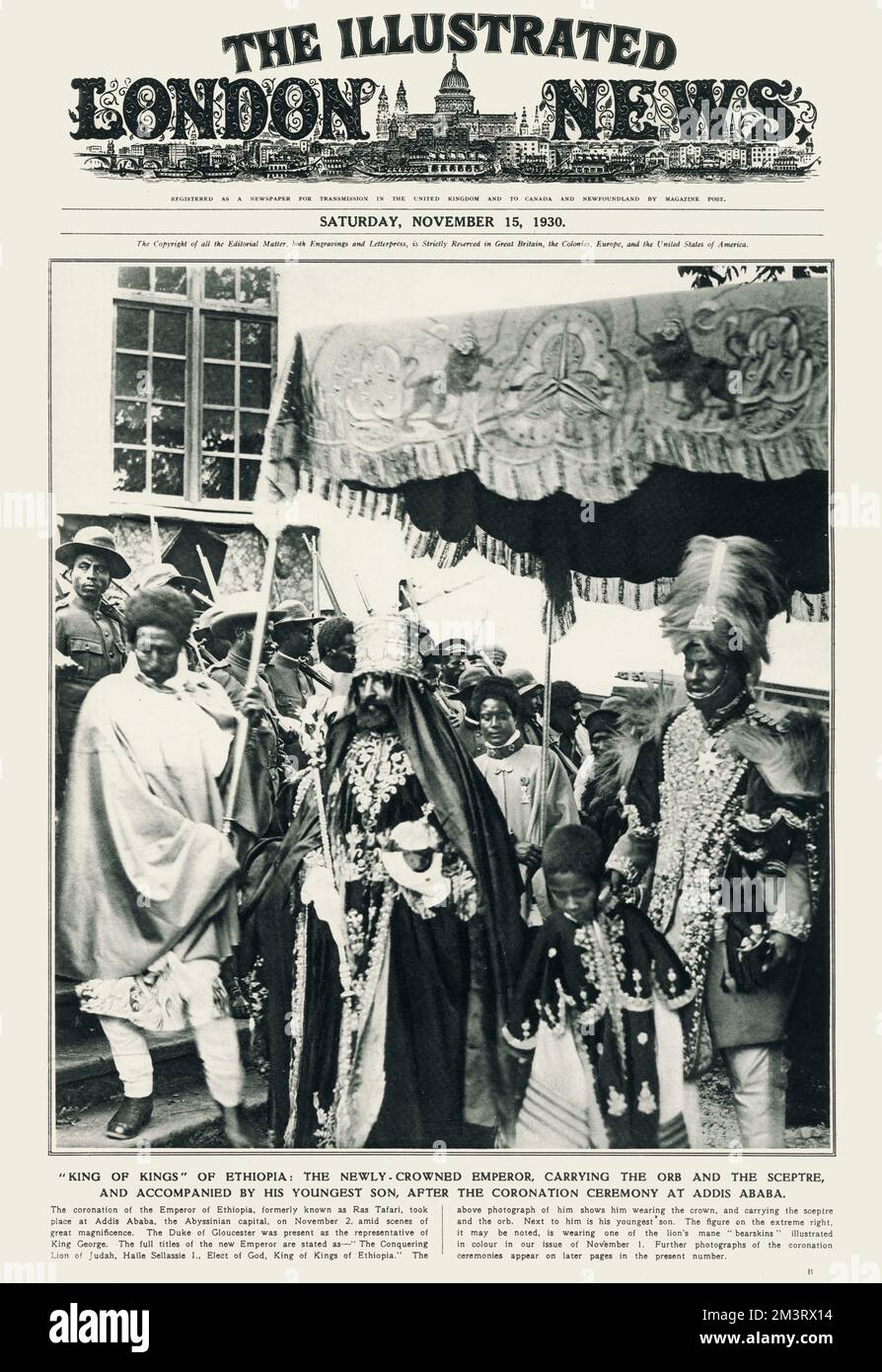 Der Neu Gekrönte Kaiser Von Äthiopien Haile Selassie I Ehemals Ras