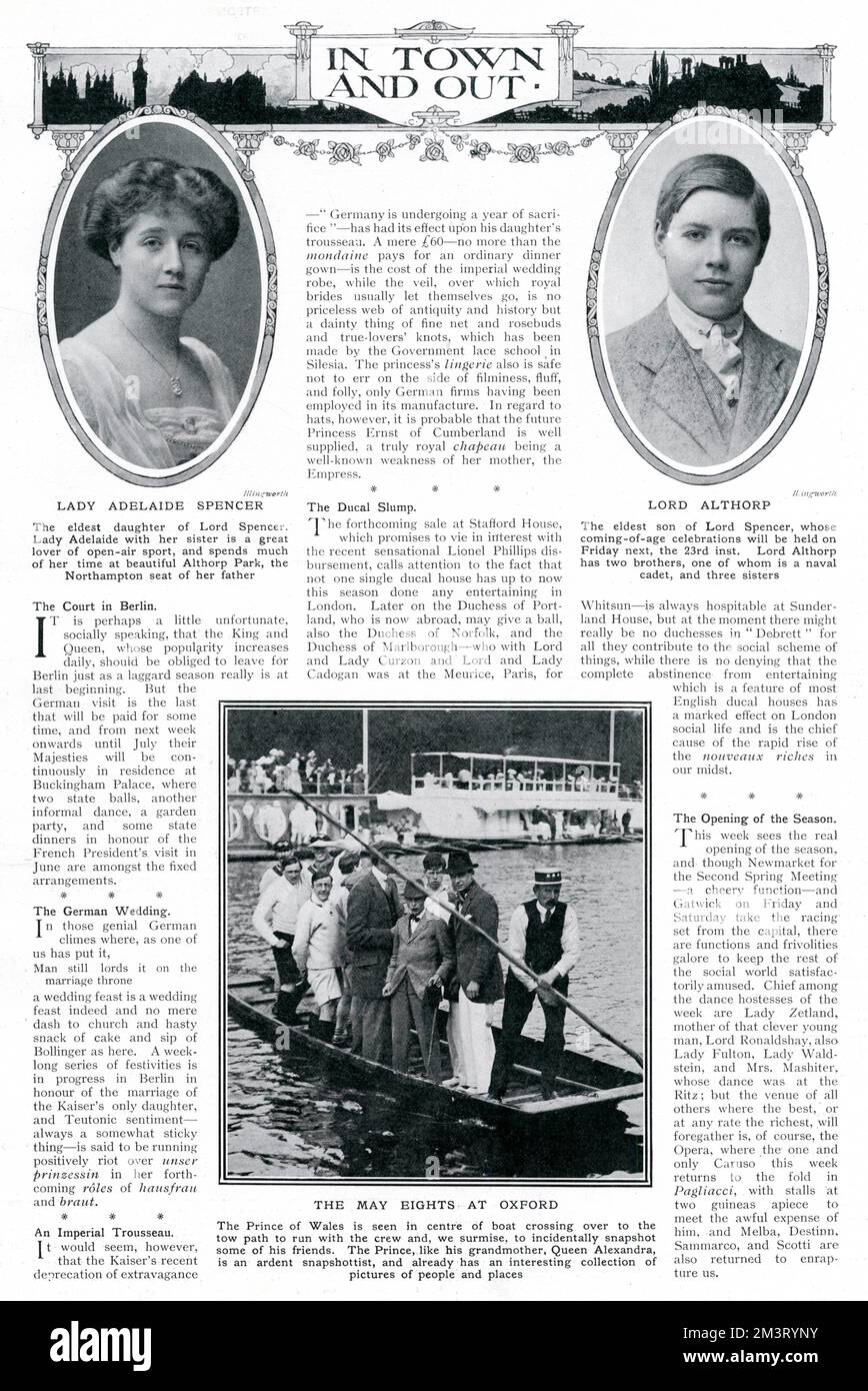 Seite von The Tatler mit (rechts) Albert Edward John, Seventh Earl ...