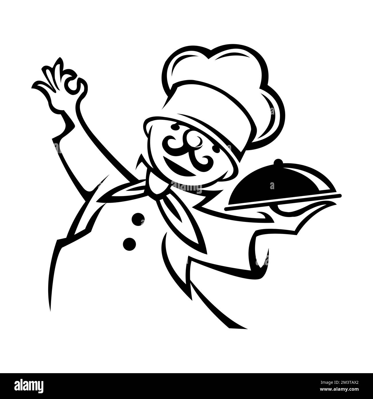 Logo des Küchenchefs. Beschriftung Mit Handbeschriftung mit einem Koch ...