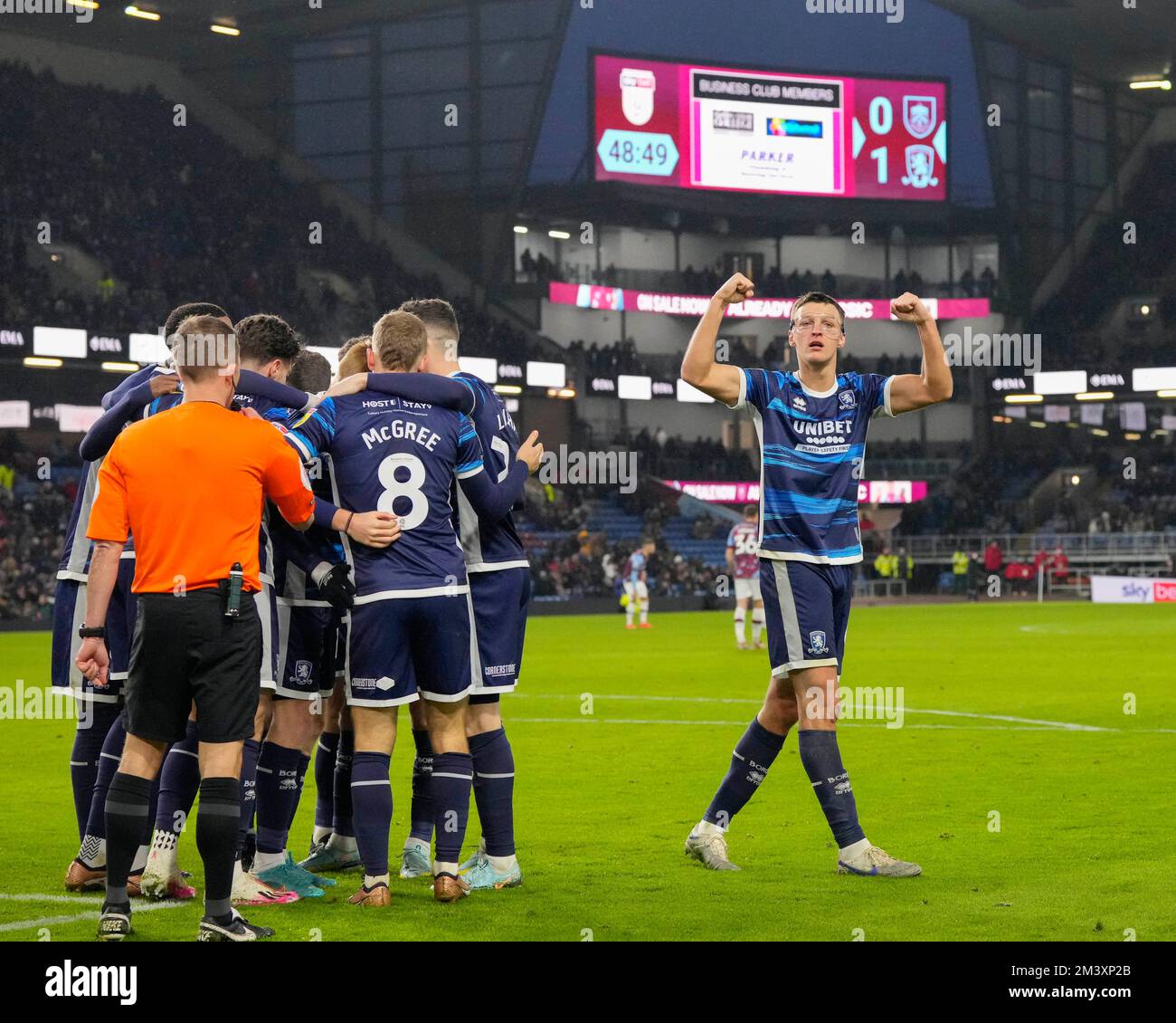 Dael Fry #6 von Middlesbrough feiert nach Duncan Watmore #18 beim Sky ...