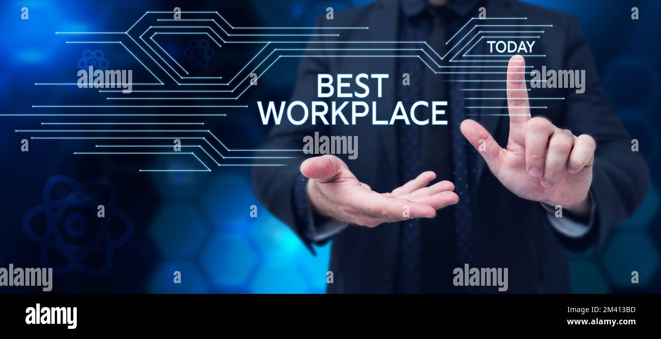 Text, der „Inspiration – bester Arbeitsplatz“ zeigt. Word für ein ...