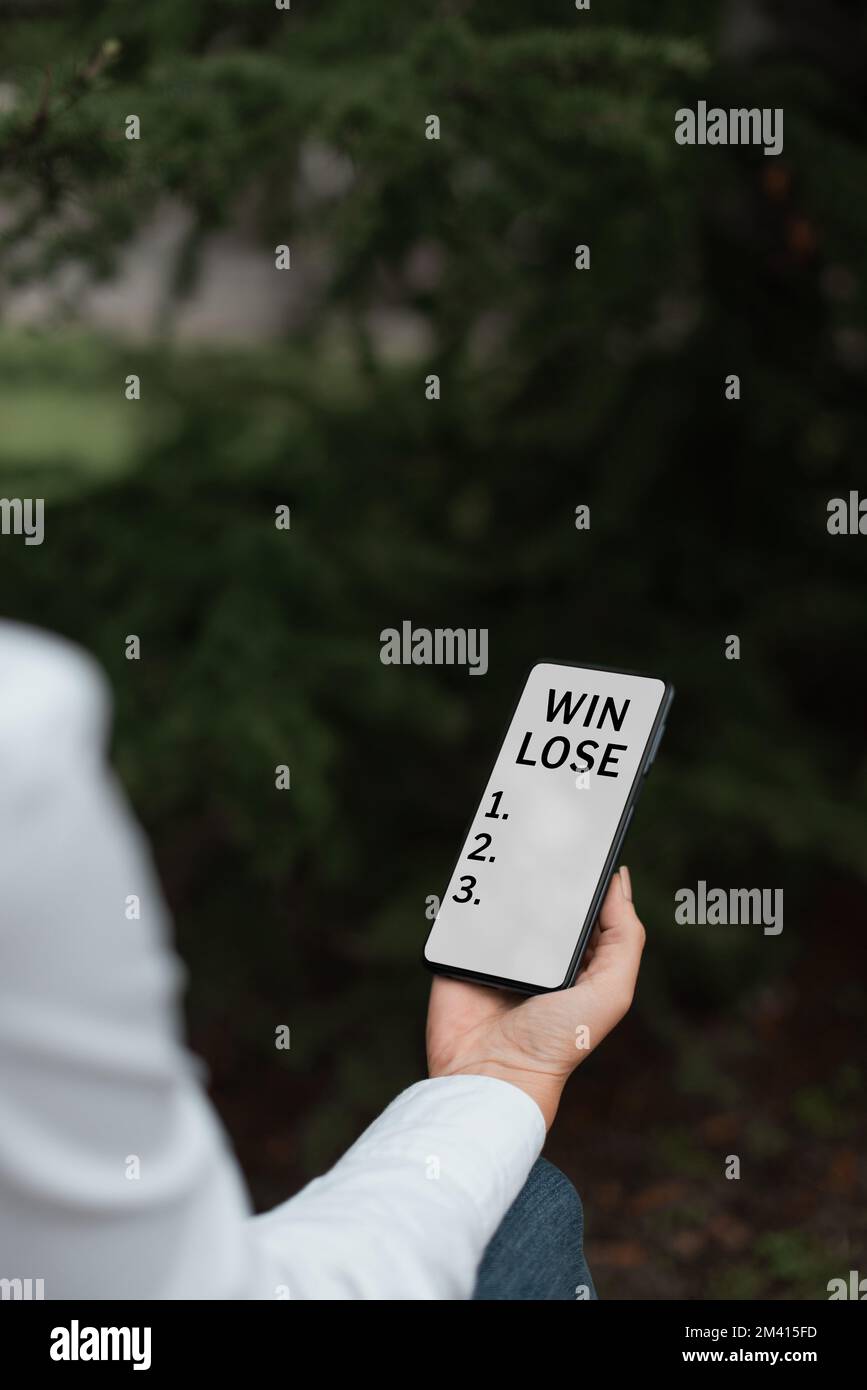Handschriftlicher Text Win Lose. Geschäftsansatz Vergleichen Sie die ...