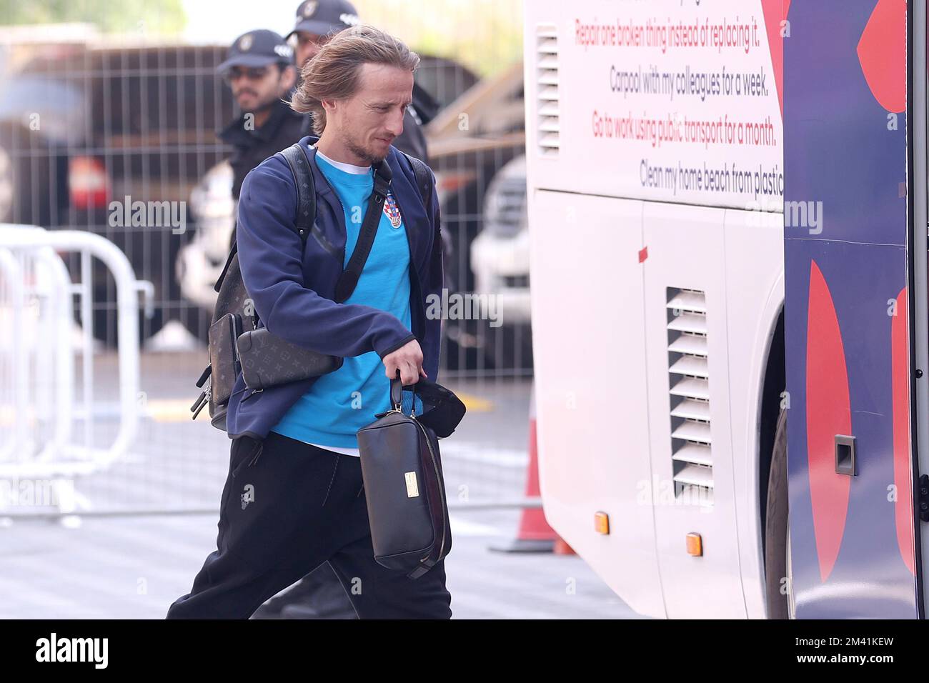 Luka Modric aus Kroatien wird gesehen, wie sie das Hilton Dona Hotel ...