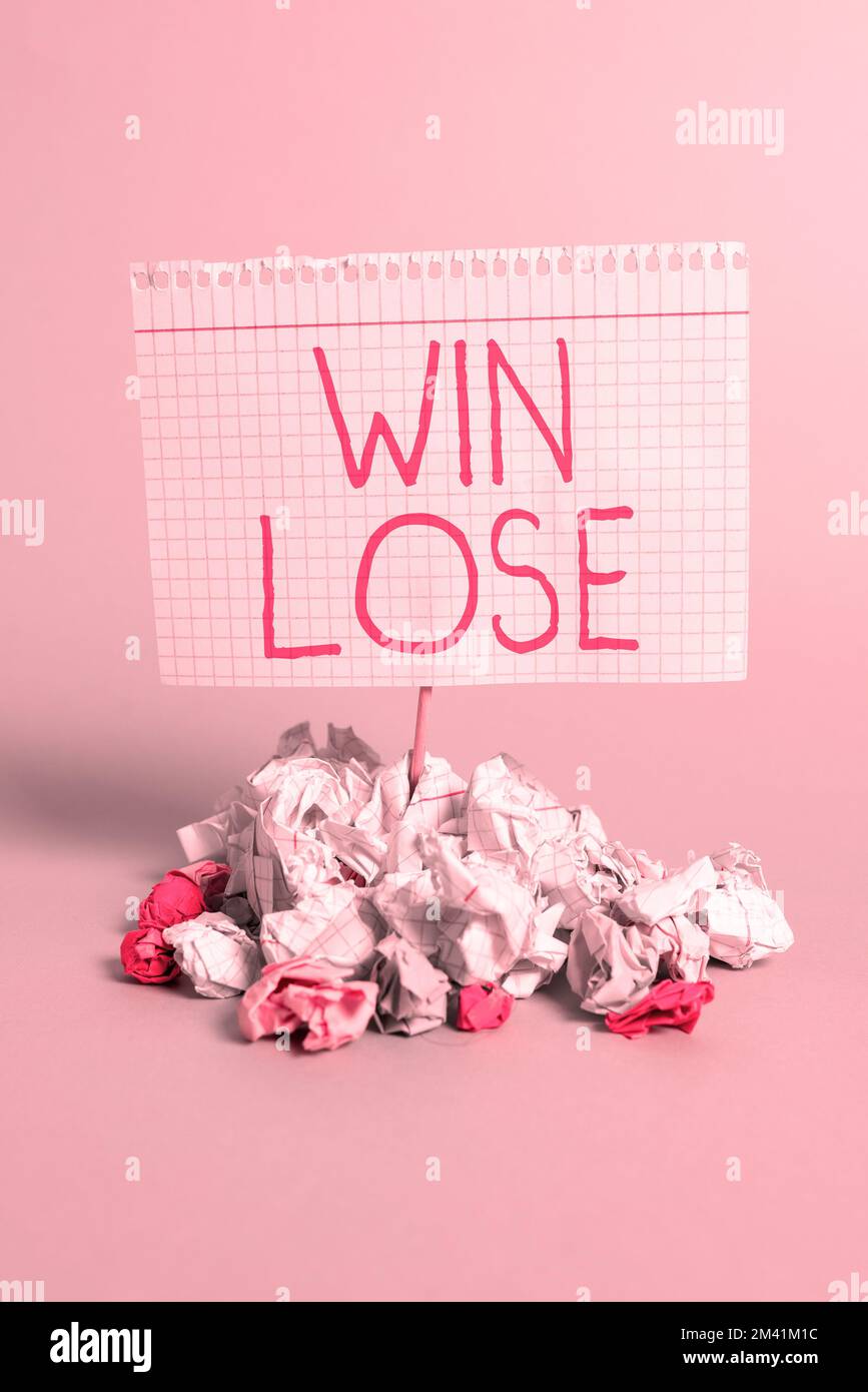 Textzeichen mit dem Hinweis „Win Lose“. Konzeptfoto Vergleichen Sie die ...