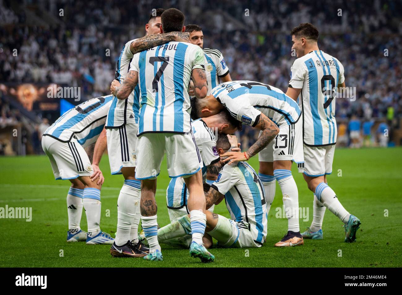 Doha, Katar. 18.. Dezember 2022. Angel Di Maria (Arg) feiert das Tor 2: ...