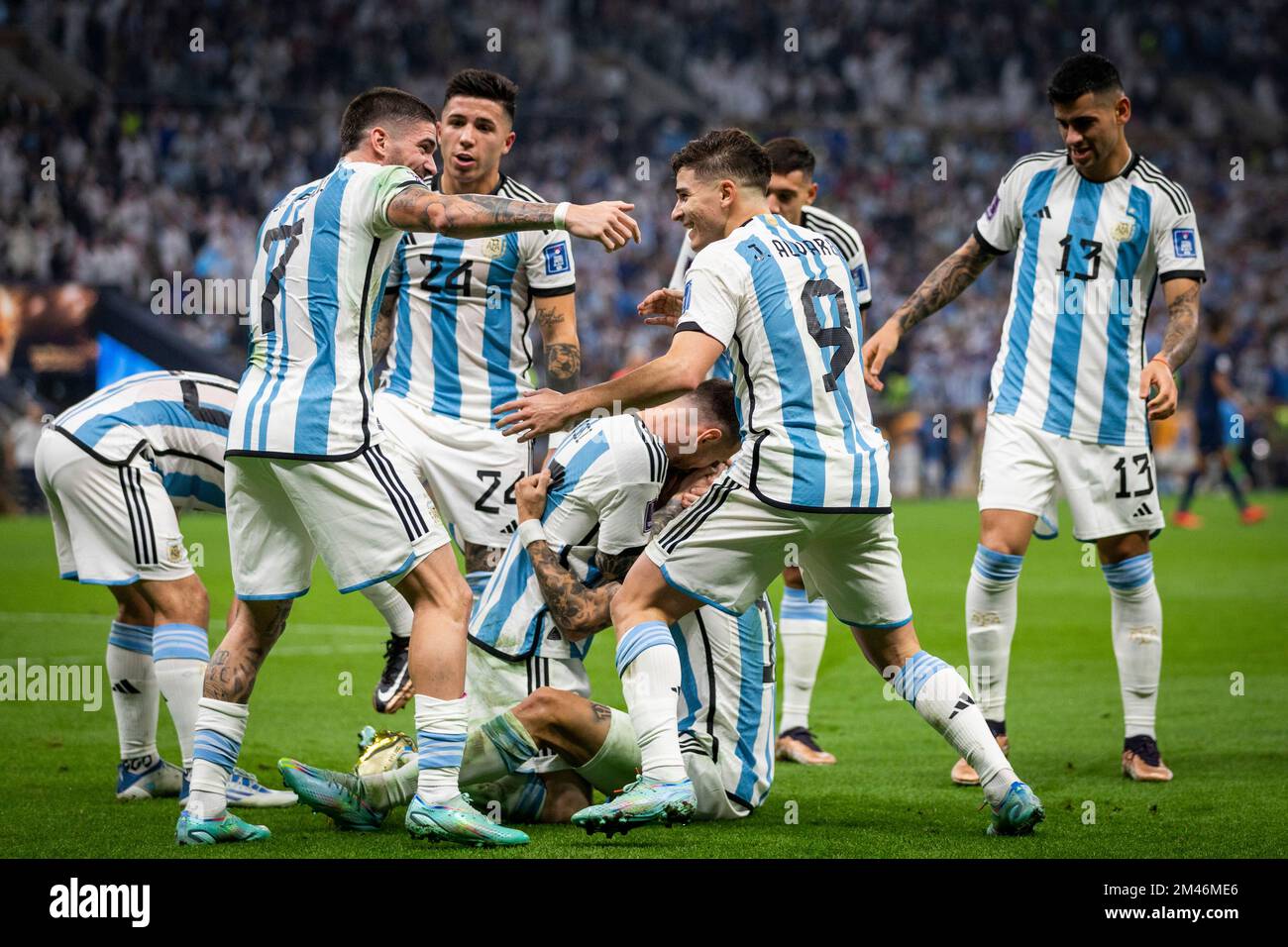 Doha, Katar. 18.. Dezember 2022. Angel Di Maria (Arg) feiert das Tor 2: ...