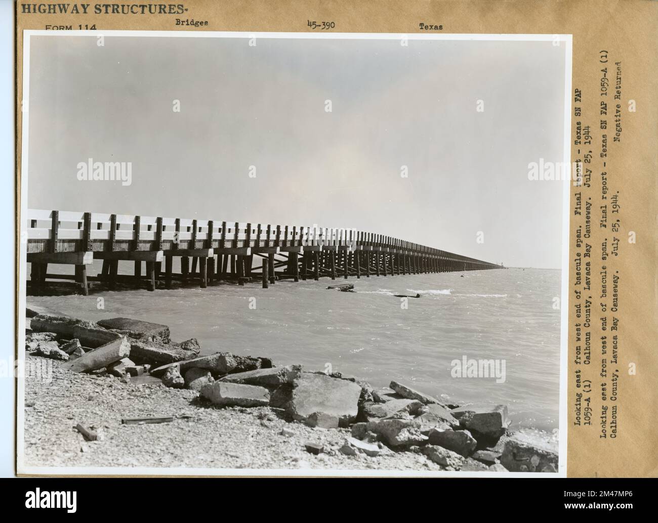 Lavaca Bay Causeway, Calhoun County. Originalüberschrift: Blick nach ...
