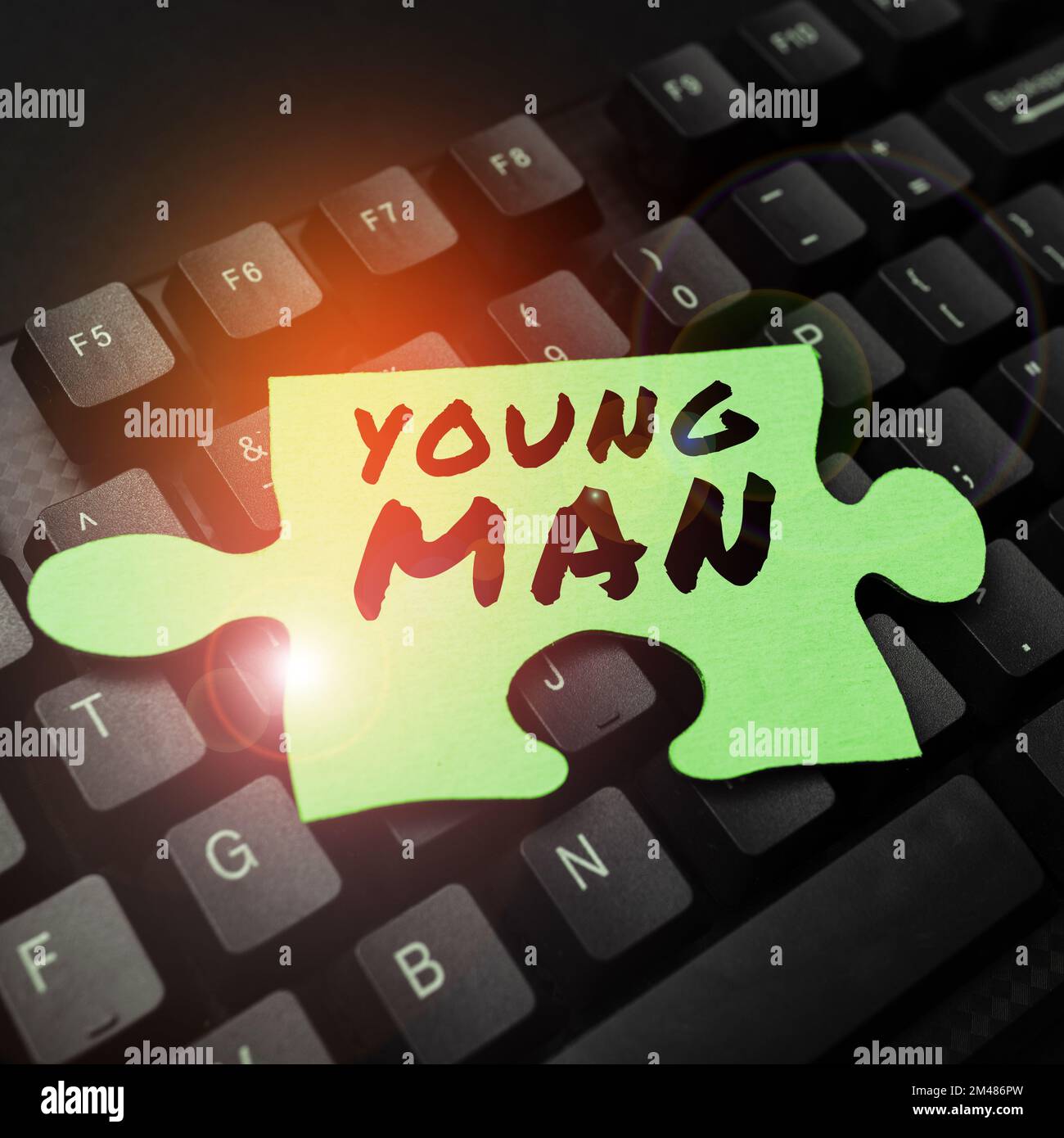 Schrift mit Text Young man. Geschäftsübersicht ein Mann, der noch nicht ...