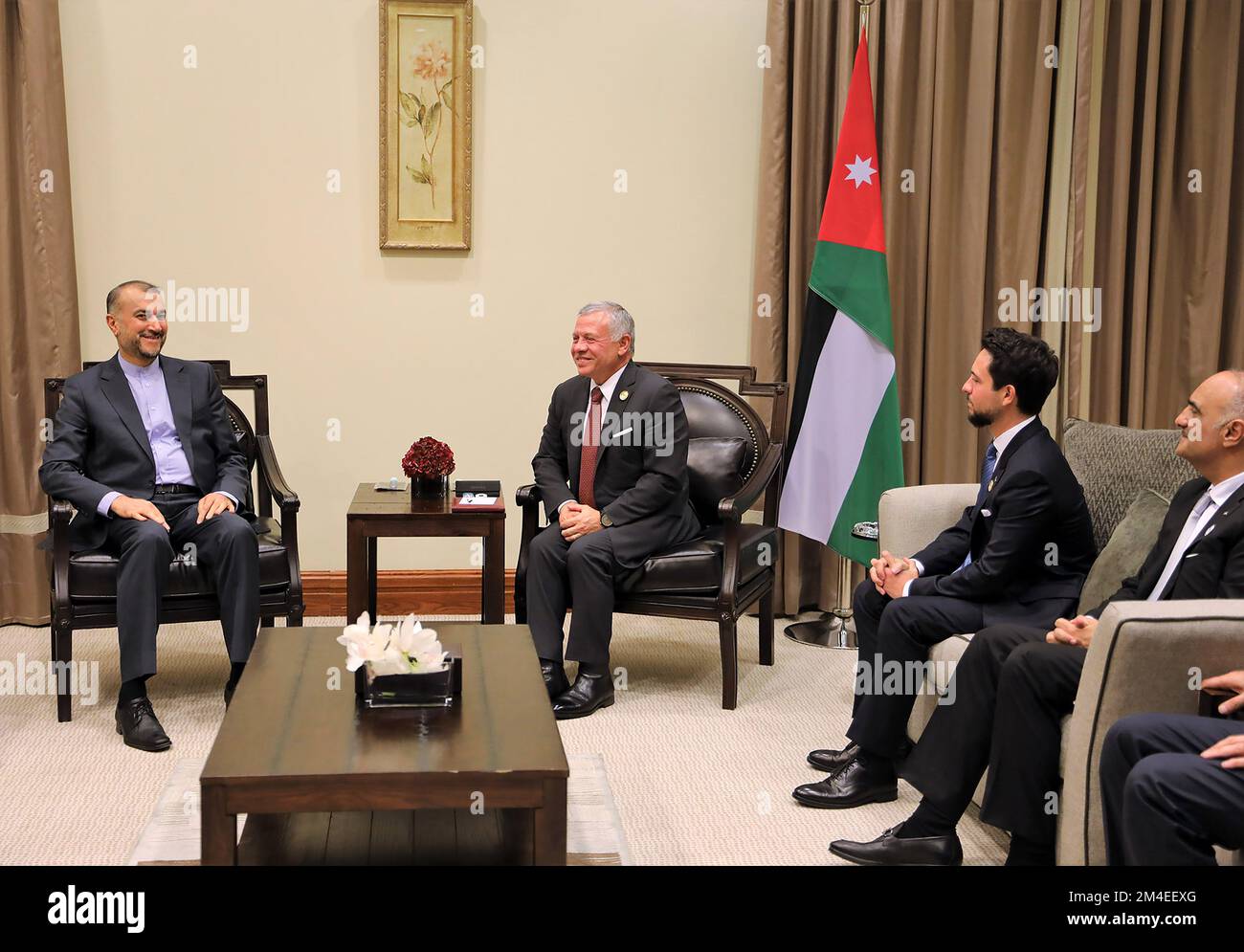 Totes Meer, Jordanien. 20.. Dezember 2022. Der iranische Außenminister ...