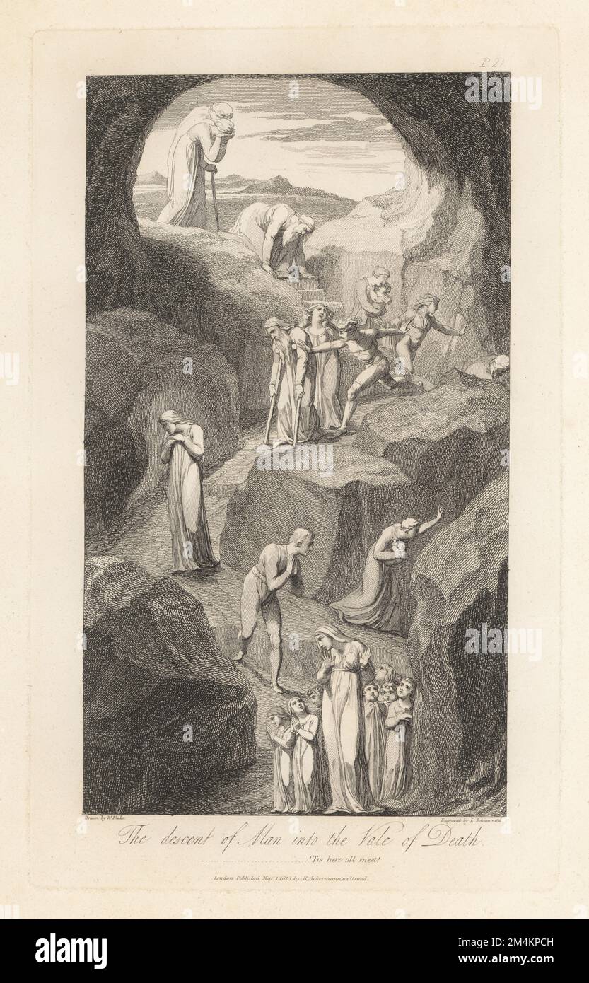 Der Abstieg des Menschen ins Tal des Todes (Platte II). Männer und ...