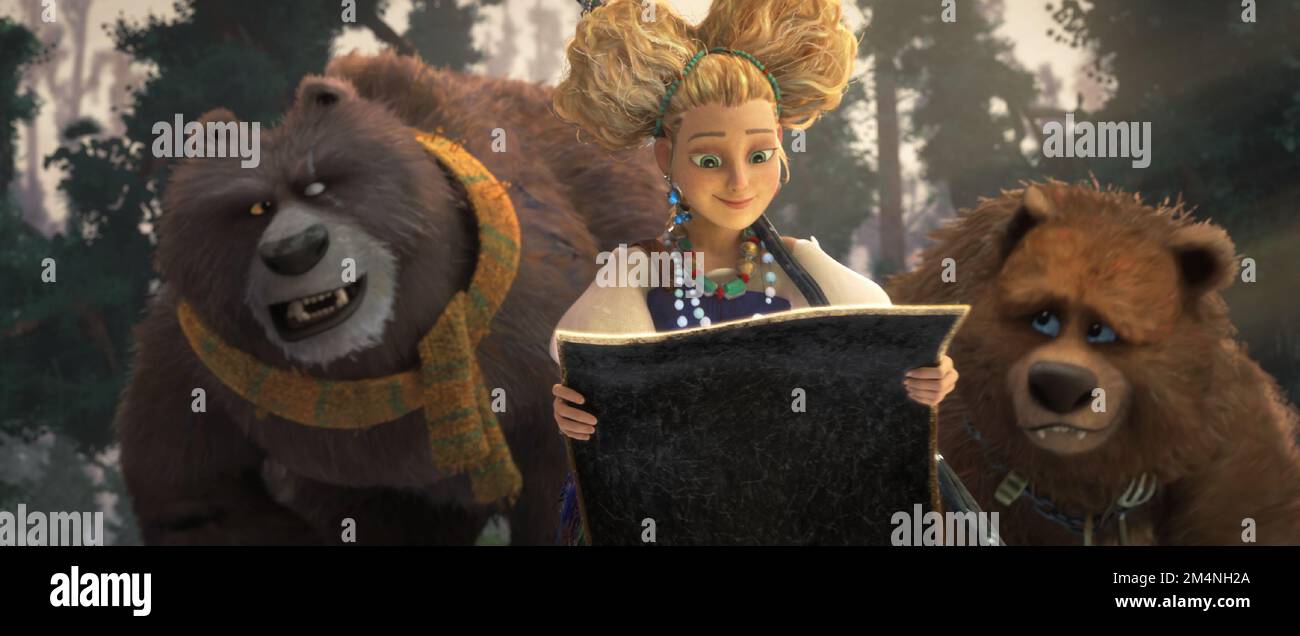 Papa Bear (Ray Winstone), Goldi (Florence Pugh) und Baby Bear (Samson ...