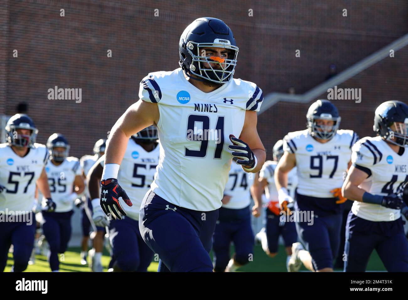 Colorado School of Mines Orediggers Josh Pollard (91) während der ...