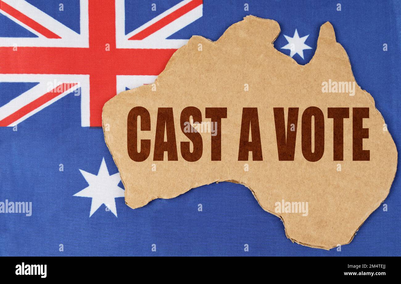 Das nationale Konzept Australiens. Auf der Flagge Australiens liegt die ...