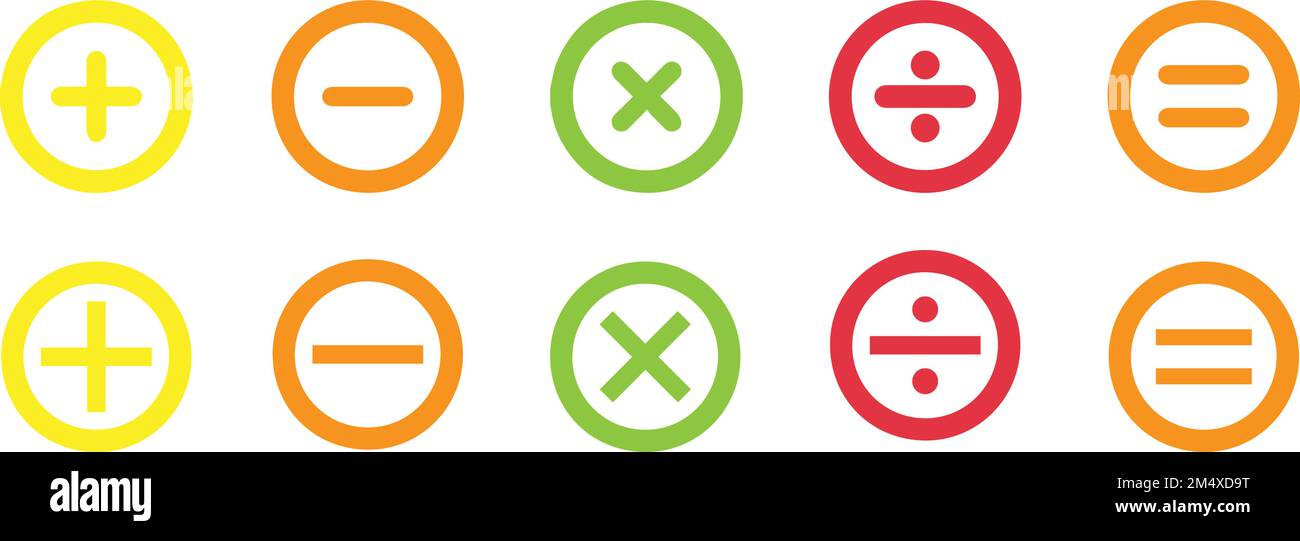 Einfaches mathematisches Symbol. Plus- und Minus-Symbolgruppe ...
