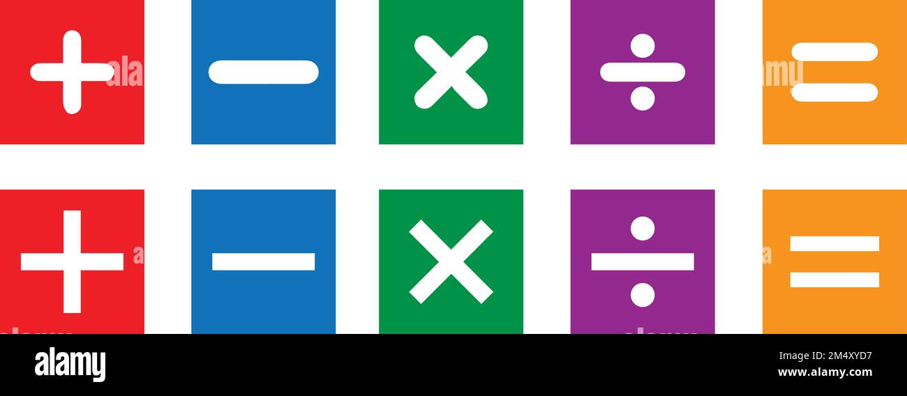 Einfaches mathematisches Symbol. Plus- und Minus-Symbolgruppe ...