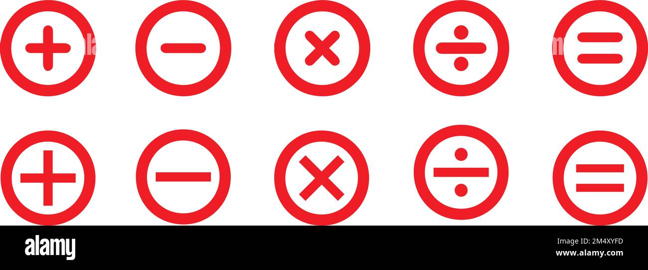 Einfaches mathematisches Symbol. Plus- und Minus-Symbolgruppe ...