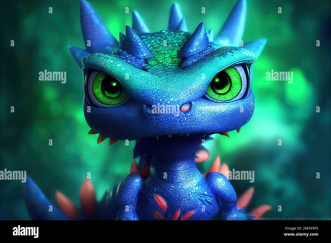 Ein mythischer blauer Drache, der im Stil der 3D Jahre in verschiedenen ...