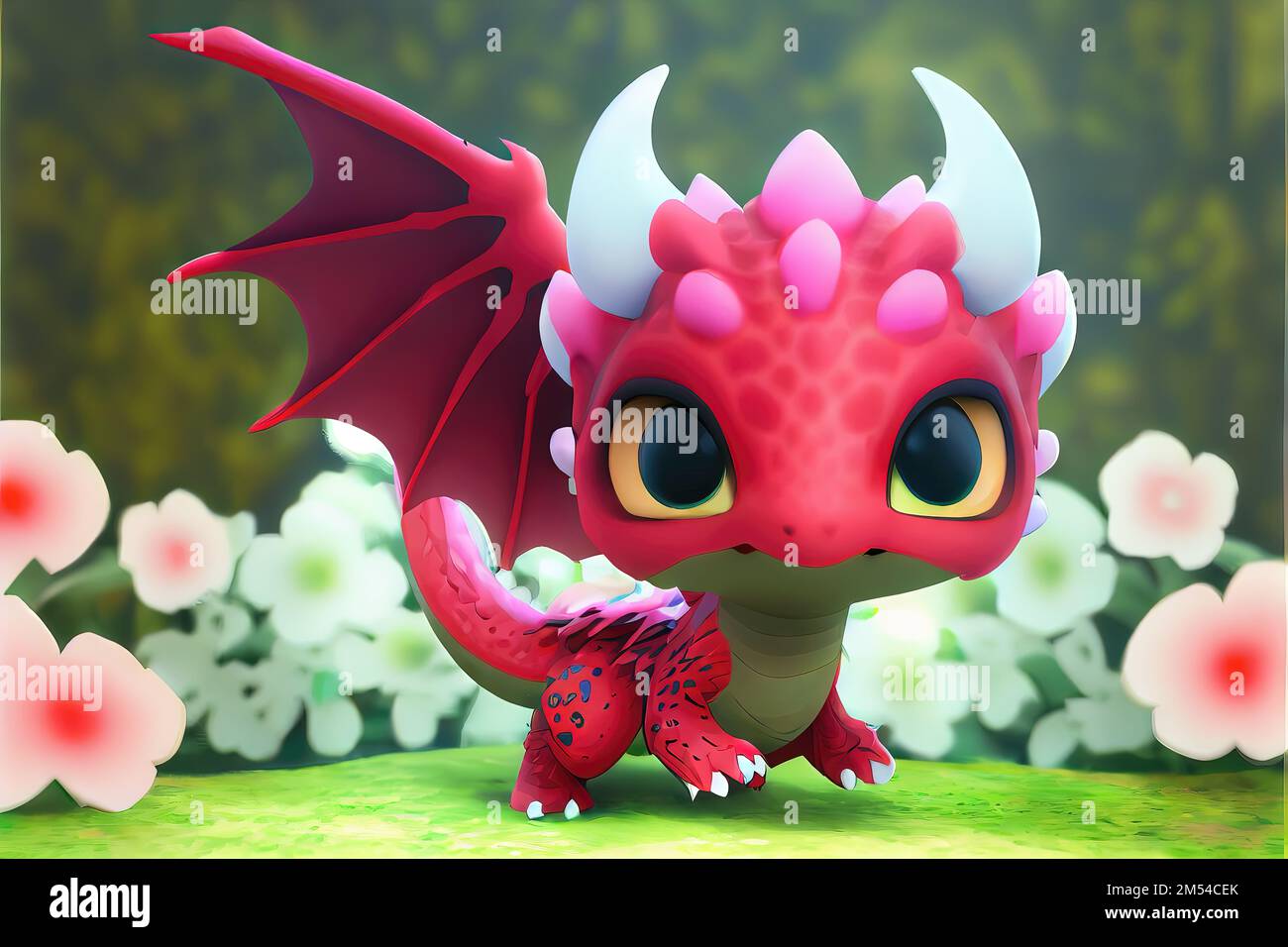 Ein mythischer roter Drache, der im Stil von 3D in verschiedenen Farben ...