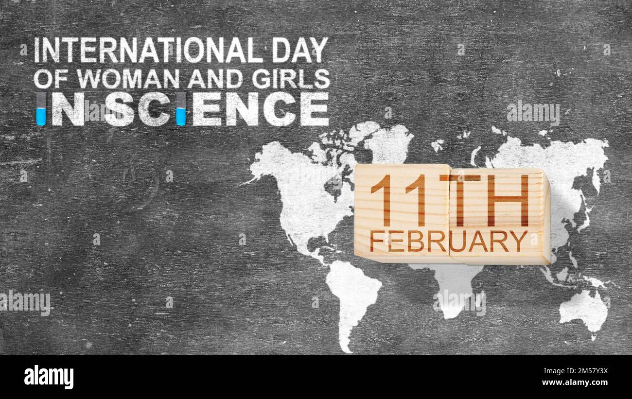 Internationaler Tag der Frauen und Mädchen in der Wissenschaft – Text auf einem Hintergrund an ...