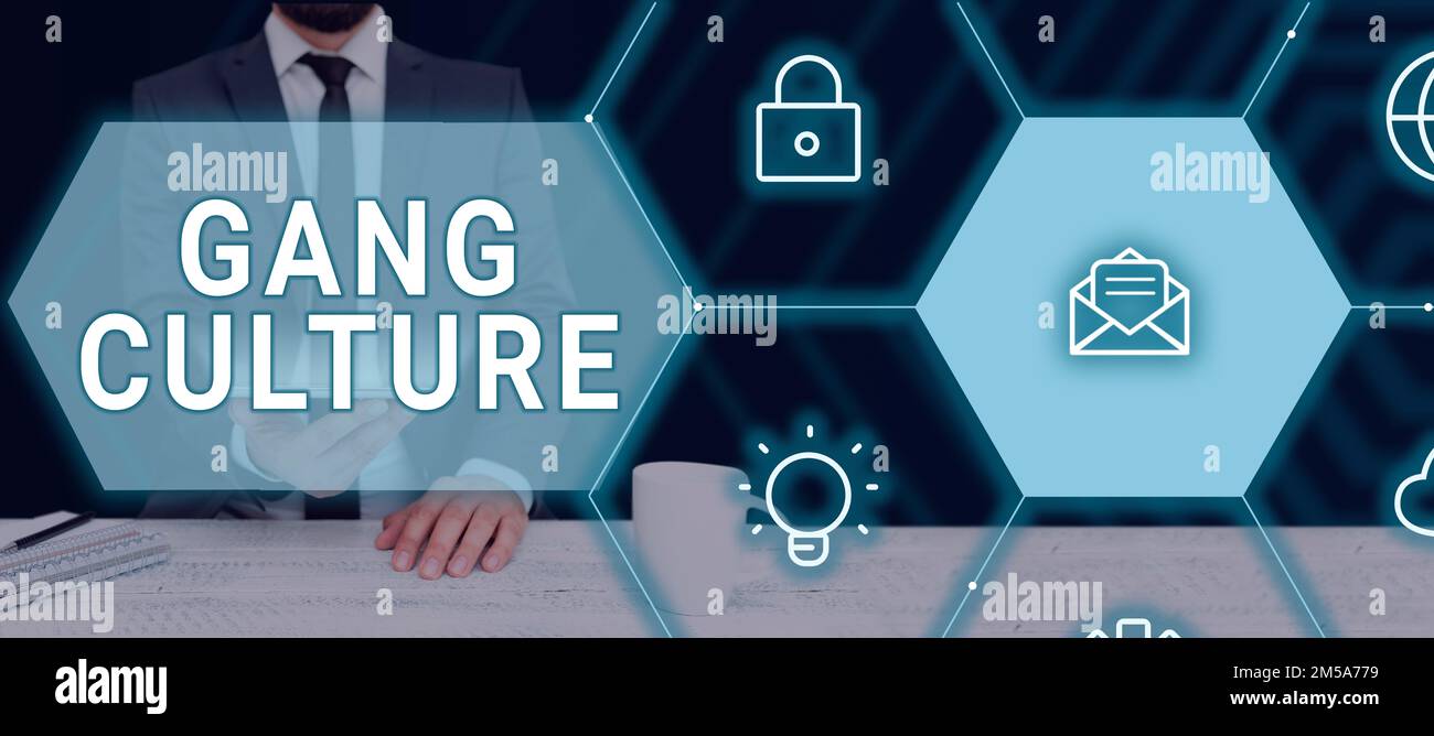 Inspiration für die „Sign Gang Culture“. Geschäftskonzept eine ...