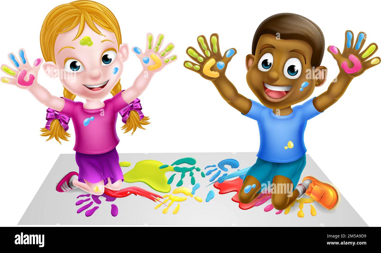 Cartoon boy child messy playing Stock-Vektorgrafiken kaufen - Alamy