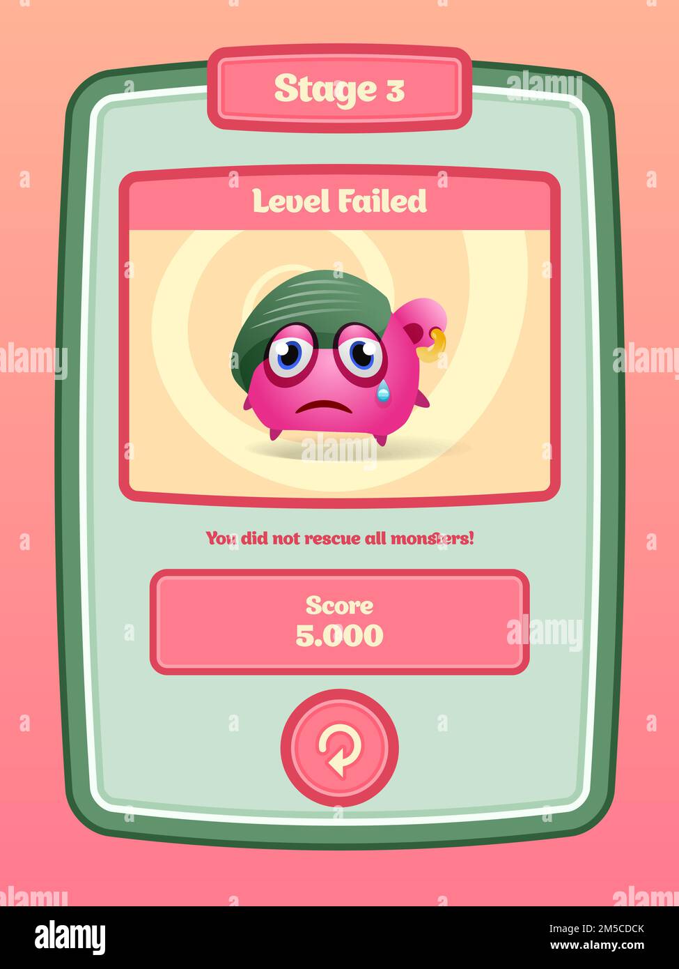 Spiel-UI. Spieldesign für die Benutzeroberfläche. Bildschirm Level ...