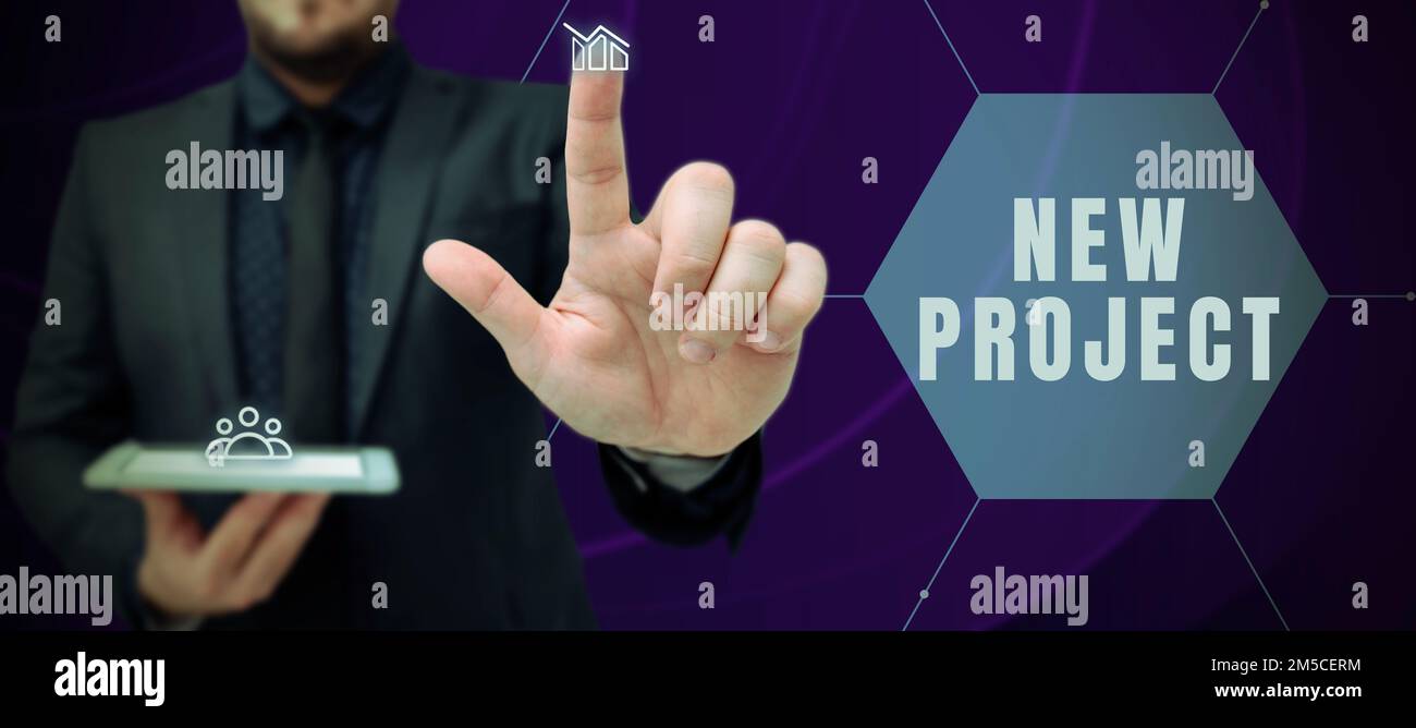 Schreiben mit Anzeige des Textes Neues Projekt. Geschäftsvorstellung ...