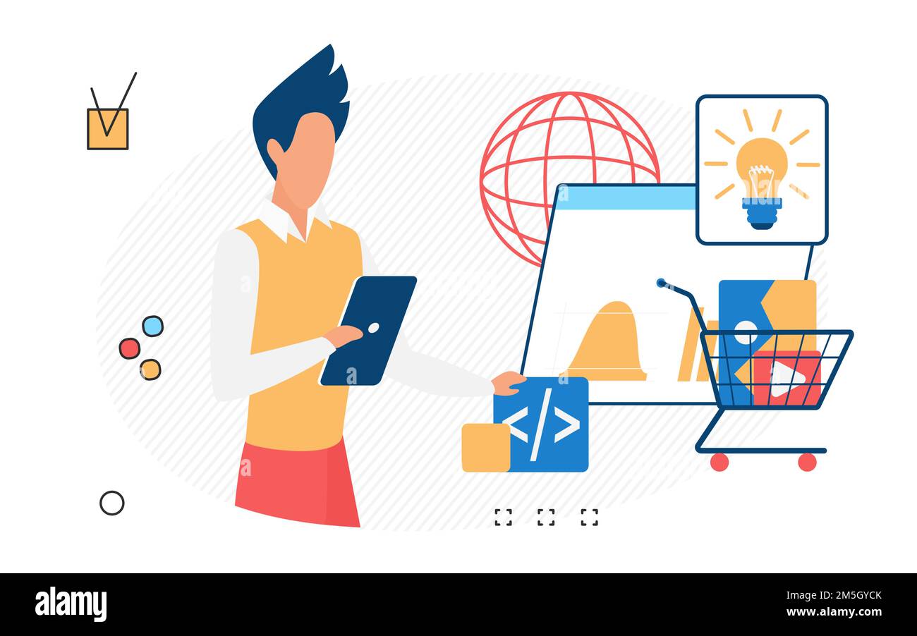 Business Manager, der im Online-Handel auf dem globalen Markt tätig ist ...