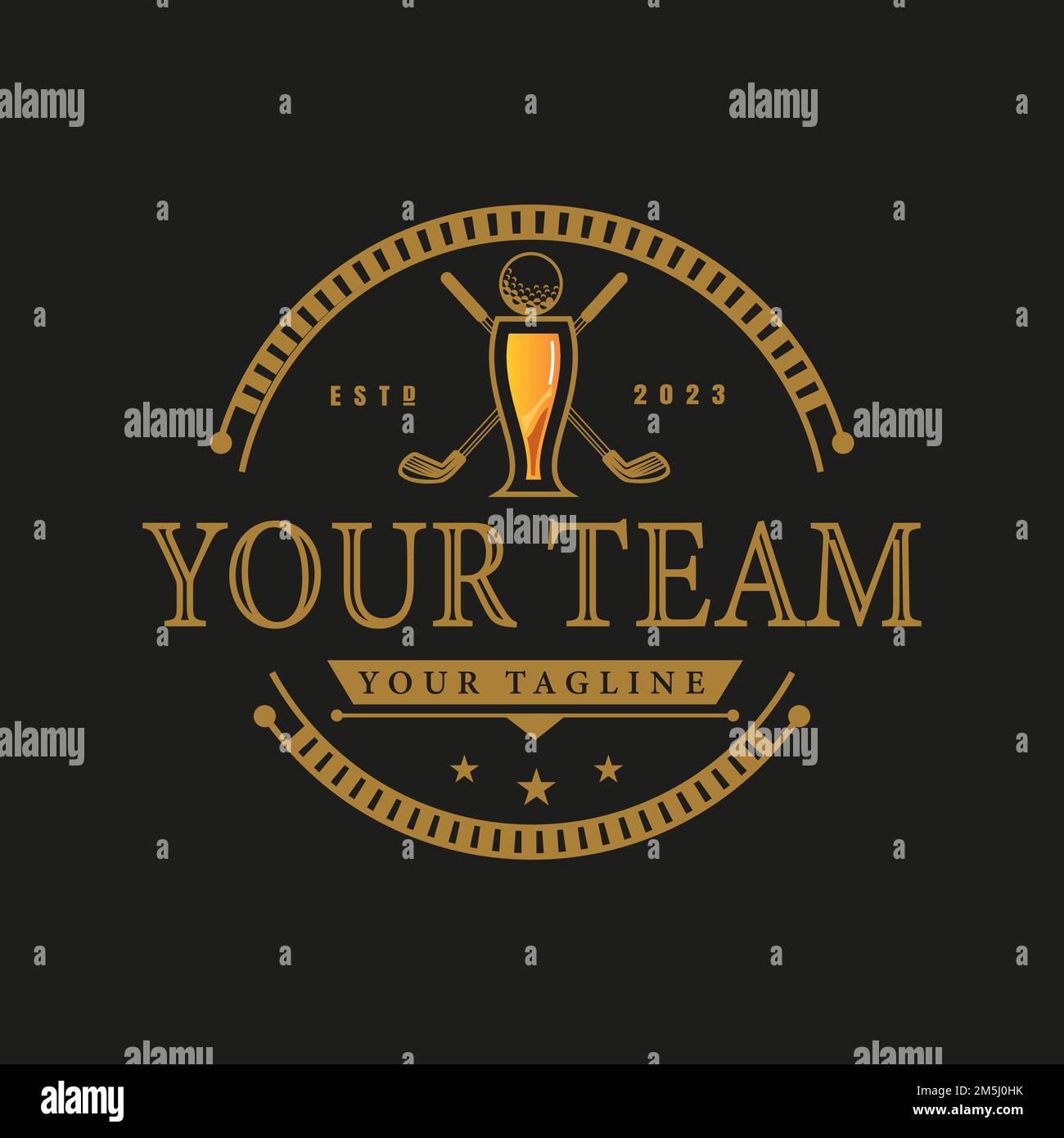 Restaurant Golf Bar mit altem Golfball Logo, Vorlage, Symbol ...